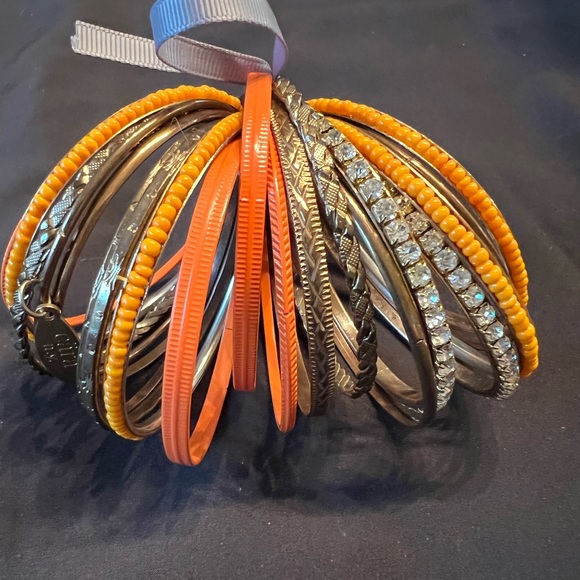 Cara Couture | Jewelry | Cara Set Of 9 Orange And Copper Colored Bangle ...